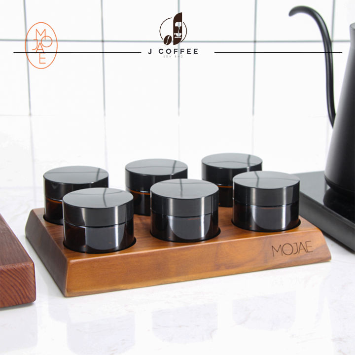Mojae Coffee Container Set | Walnut Wood Base With 6 Small 20-25g ...