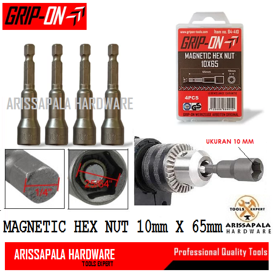 GRIP ON Mata Bor Roofing Mata Sok Baut Baja Ringan Magnetic Hex Nut ...