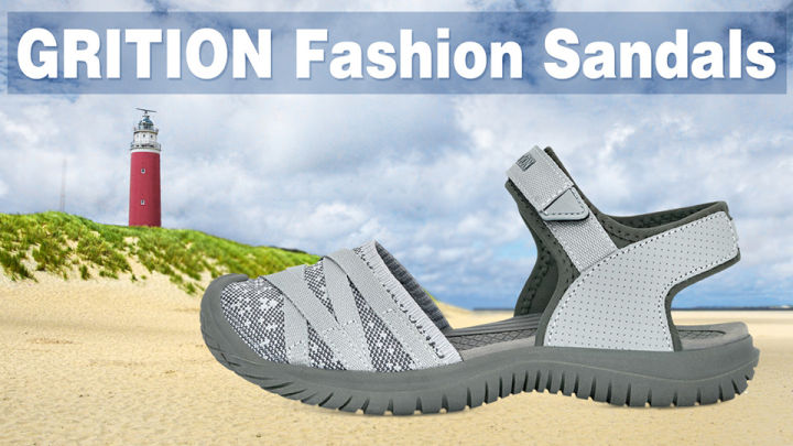 GRITION Womens Summer Sandals Outdoor 2022 Breathable Beach Flat ...