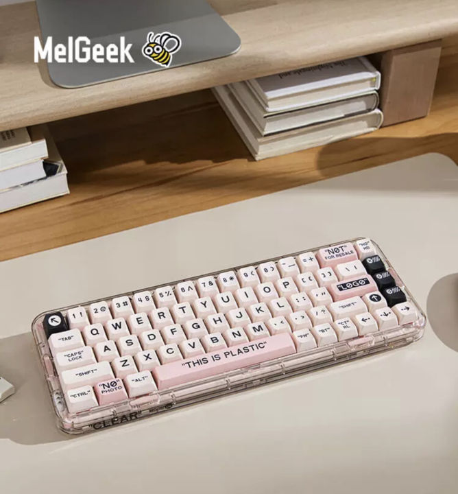 Bàn phím cơ không dây bluetooth, 2.4G Mojo 68 Plastic hồng ngọt ngào ...