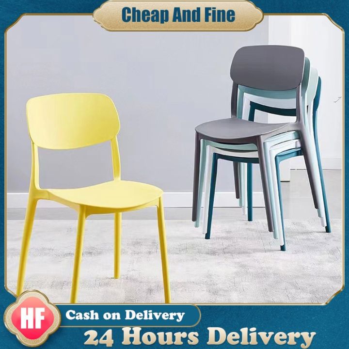 【COD】4Pcs Plastic Chair, Nordic Style Home Backrest Dining Chair ...