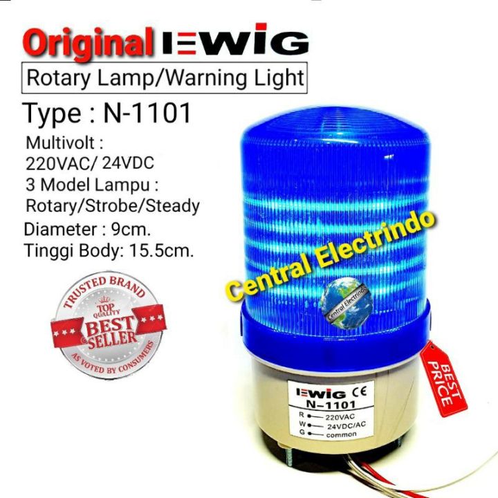 Lampu Rotary LED Warning Light N1101 EWIG Biru Multivolt 3 Model. | Lazada Indonesia