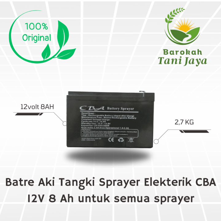 Batre battrey Aki Tangki Sprayer Elektrik Electric Cba 12V 8Ah ...