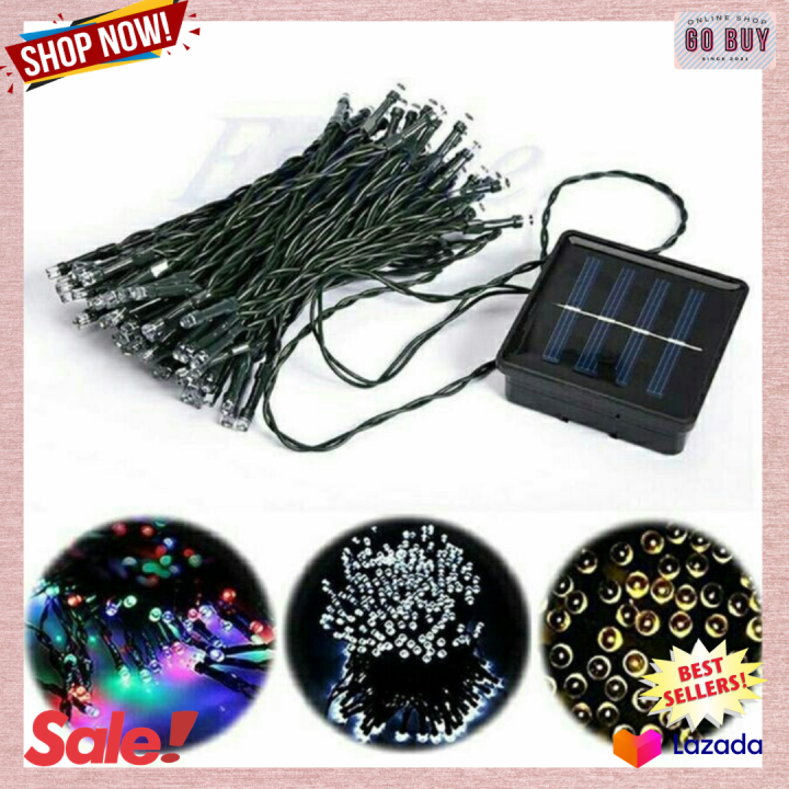 10 Meter - 100L LED Solar Powered Waterproof Black Line Wire Christmas ...