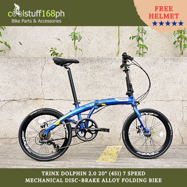 CS168PH TRINX Dolphin 2.0 20" (451) 7 Speed Mechanical Disc-Brake Alloy Folding Bike with FREE ...