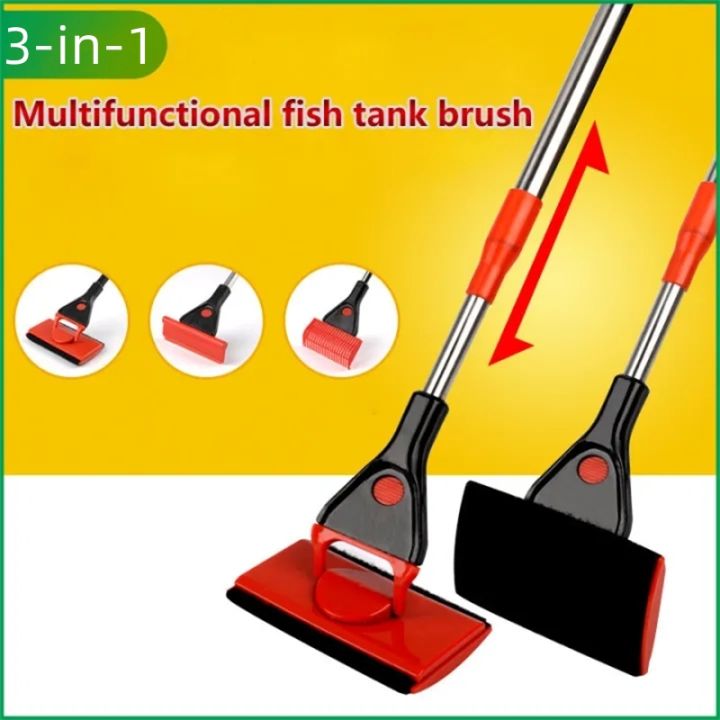 3-in-1 Telescopic Long Handle Fish Tank Clening Tool Kit Aquarium ...