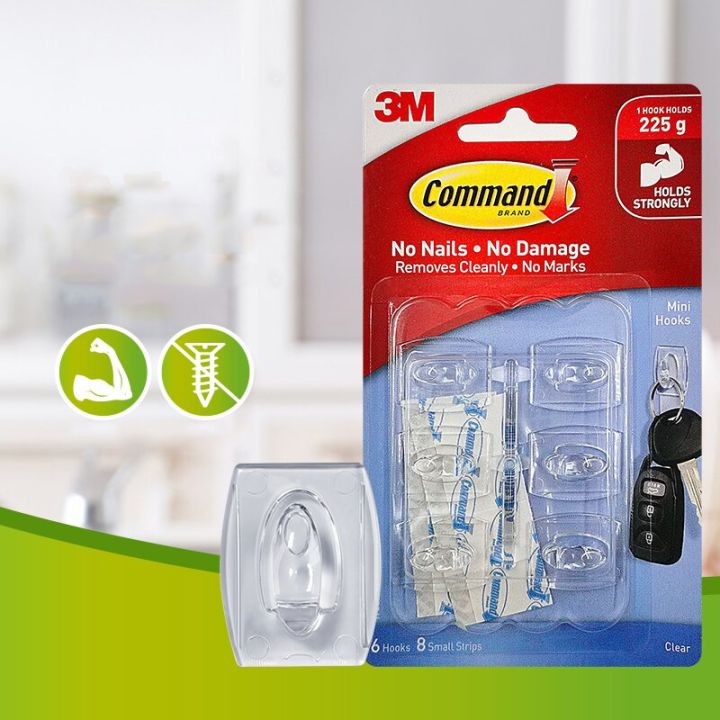 6PCS/Sheet 3M Command Clear Mini Hooks Decorating Clips Damage-Free ...