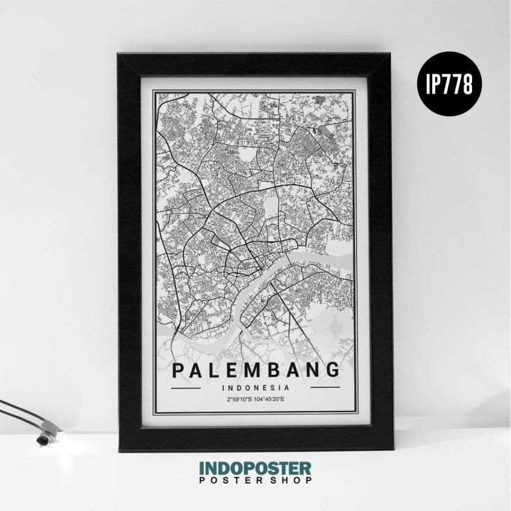 POSTER HIASAN DINDING CITY MAP PETA KOTA PALEMBANG 12RP 45X30CM ...
