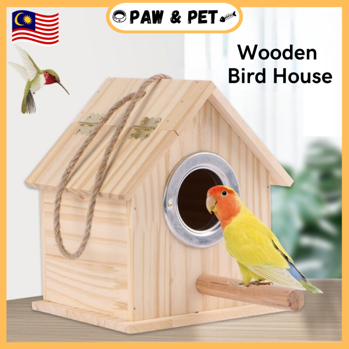 Hanging Bird House Wooden Bird Cage Bird Cage Box Habitat Sarang Telur ...
