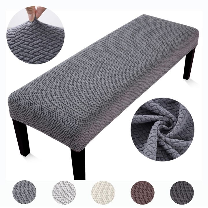 Dining Bench Cover Stretch Jacquard Anti-Dust Removable Bench Slipcover ...