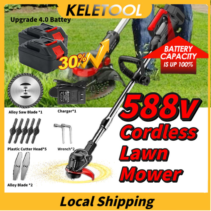 Cordless Grass Cutter Trimmer Electric Lawn Mower with Rechargeable ...