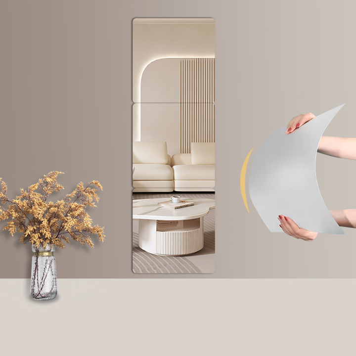 Home DIY HD Mirror Wall Sticker Full Body Mirror Stitching Mirror Self ...