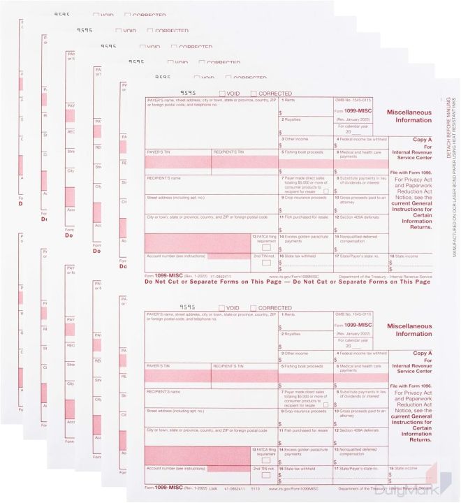1099 MISC Copy A 2024 Federal Income Tax Forms - Pack of 25 Tax ...