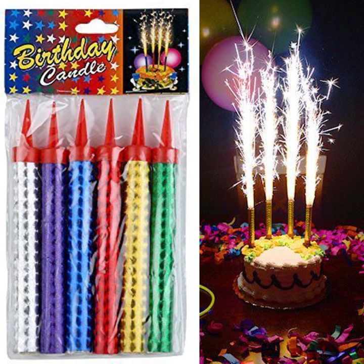 6 pcs Fountain Sparkling Candle Candles Cake Topper Birthday ...