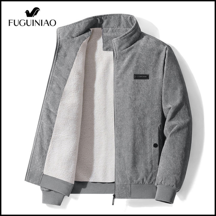 Men's winter jacket thick warm coat stand collar cotton jacket solid ...