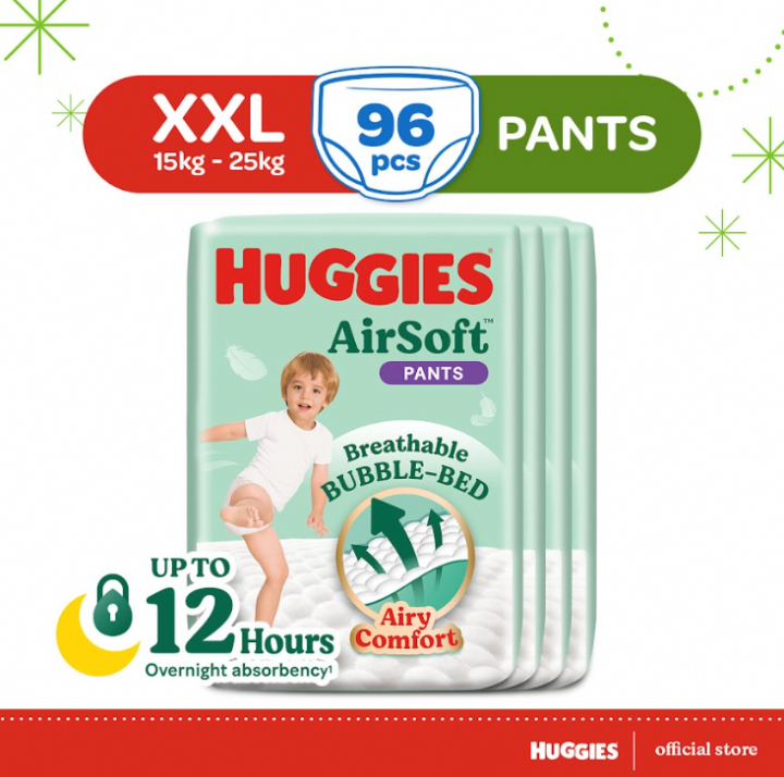 Huggies AirSoft Pants XXL - 24 pcs x 4 packs(96 pcs) | Lazada PH