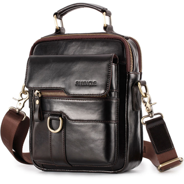 PIUNCLE Brand Genuine Leather Men's Small Shoulder Messenger Bags For ...