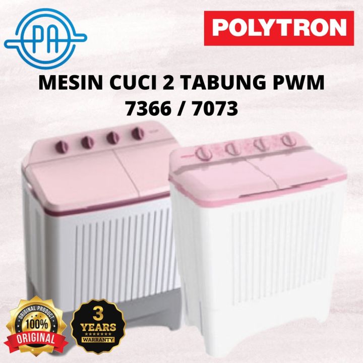 MESIN CUCI 2 TABUNG POLYTRON PWM 7366 / PWM 7073 7KG | Lazada Indonesia