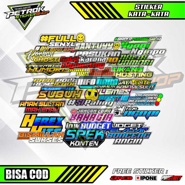 STICKER PACK KATA-KATA RACING / STICKER RACING / STICKER MOTOR ...