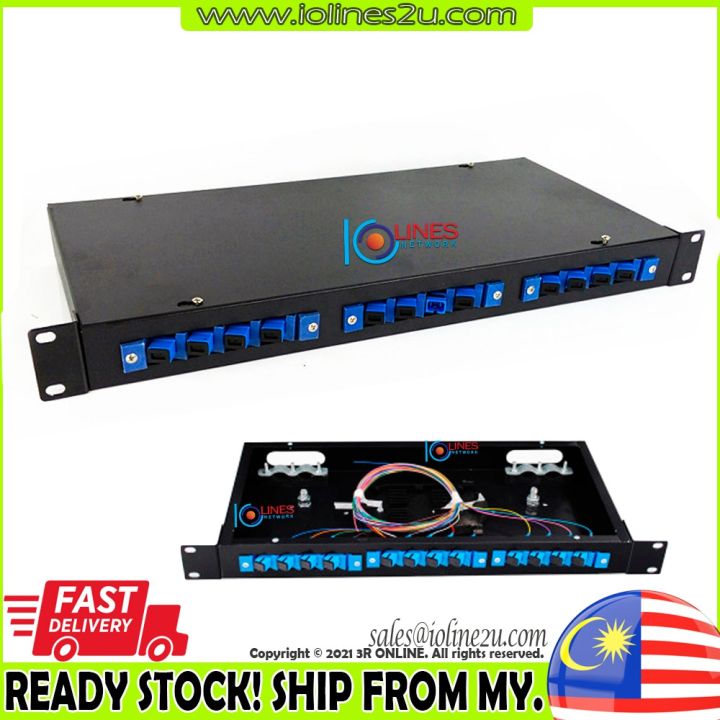 12 Port Fiber optic patch panel SC simplex 19" 1U Preloaded 12* SC ...