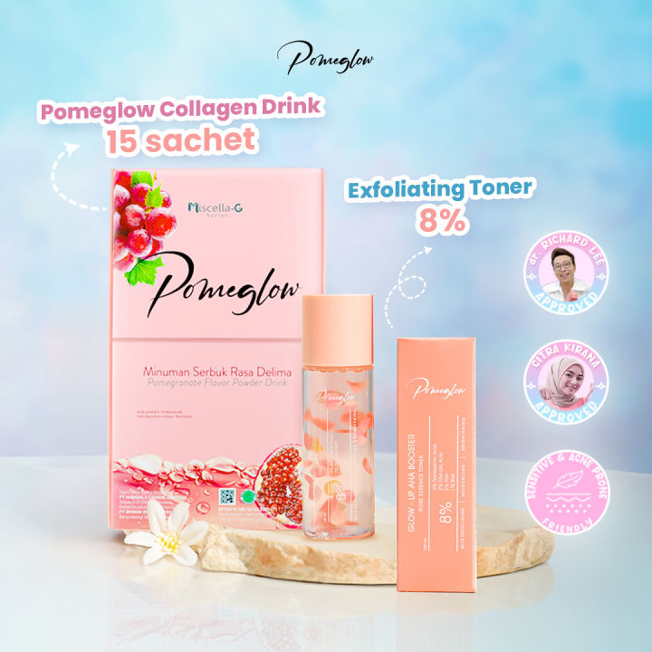 Pomeglow - Bundling Collagen Drink 15 Sachet + Toner Glow Up AHA ...