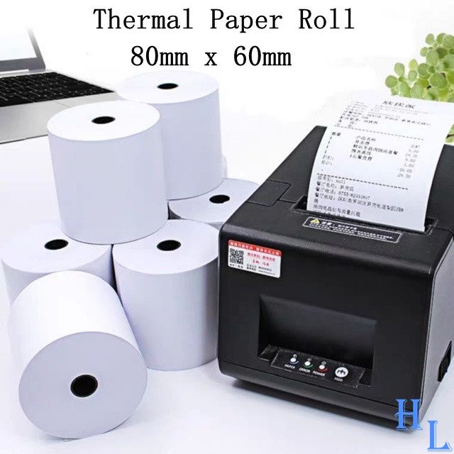 Thermal Paper Roll 80mm x 60mm (10 Rolls) Cash Register Receipt POS ...