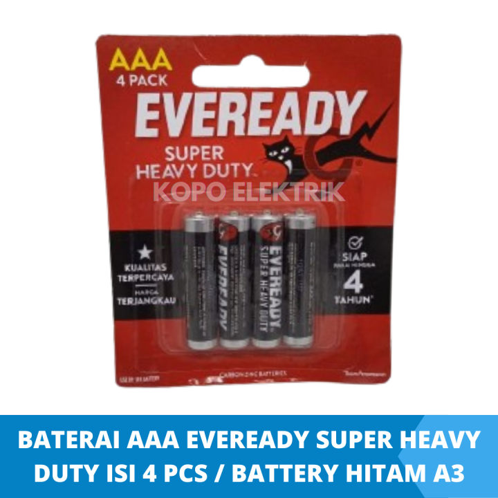 Baterai AAA Eveready Super Heavy Duty Isi 4 Pcs / Battery hitam A3 ...