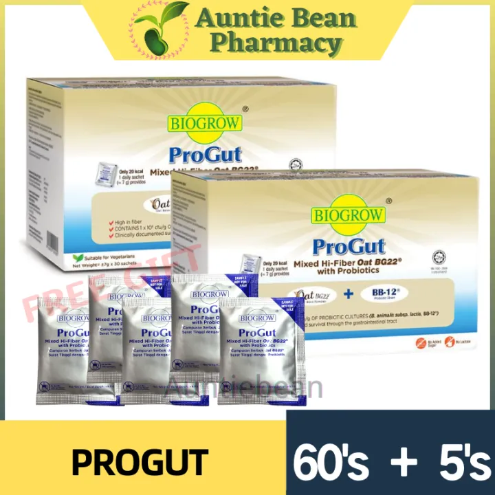 Biogrow [ Progut ] Oat BG22 Hi-Fibre with Probiotics 30 Sachets x 2 ...