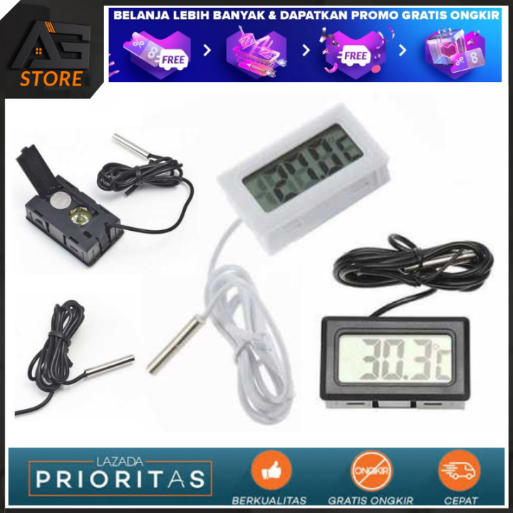 (BERKUALITAS) Thermometer Digital Pengukur Suhu with Kabel 1M / Mini ...