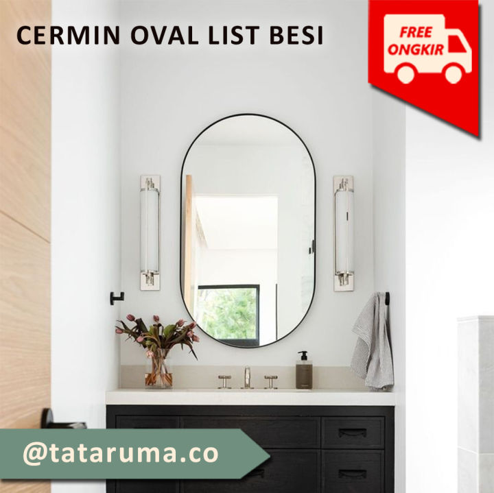 Cermin Dinding Oval Industrial Frame Besi TATARUMA YOKU | Lazada Indonesia