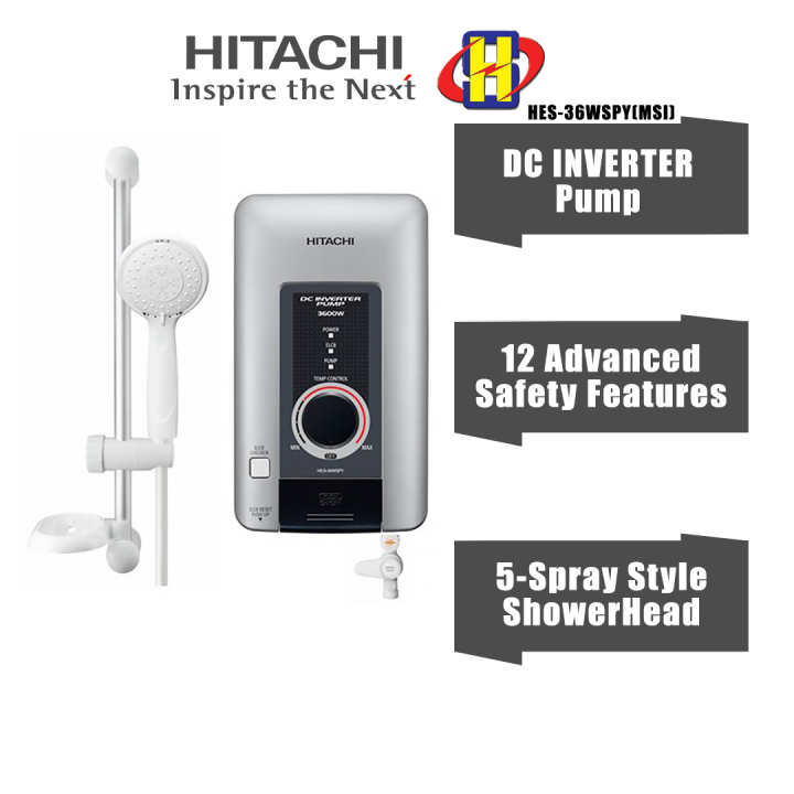 Hitachi Water Heater (DC Pump / 3600W) Inverter 5-Spray Style ...