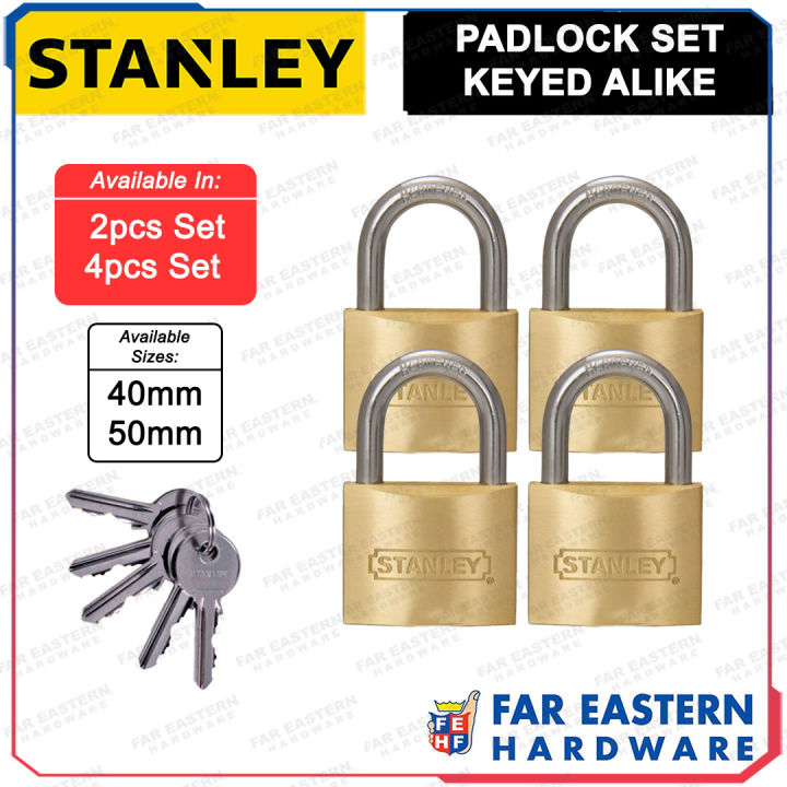 STANLEY Brass Padlock Set Keyed Alike 40mm | 50mm | Lazada PH