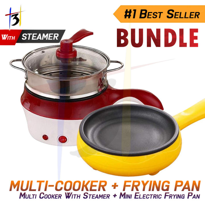 (BUNDLE) 1.2L Mini Multi Cooker Stainless Steel Grade Frying Pan Rice ...