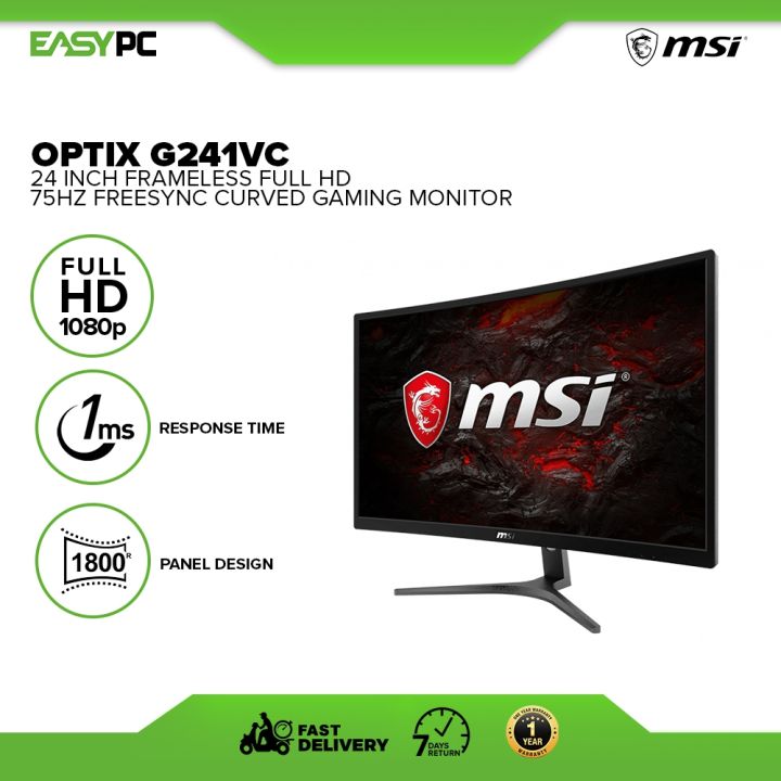 MSI OPTIX G241VC 24 Full HD 75Hz AMD FreeSync Supported Curve Gaming Monitor, 24 inches wide ...