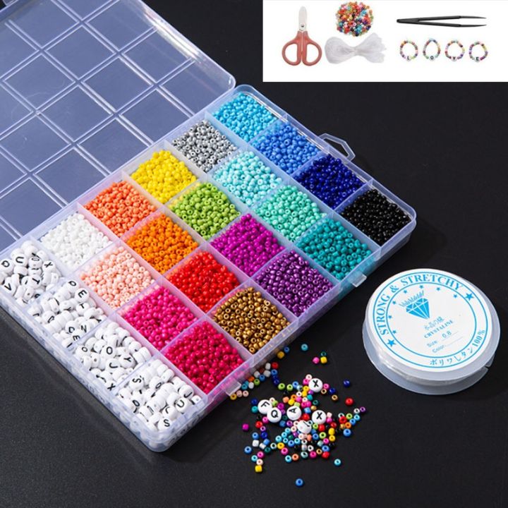 【Dargly】ลูกปัดเม็ดทราย 24 สี 3 มม. งานแฮนด์เมด DIY มันถูกใช้ในการทําสร้อยคอกําไลแหวน ชุดลูกปัด ...