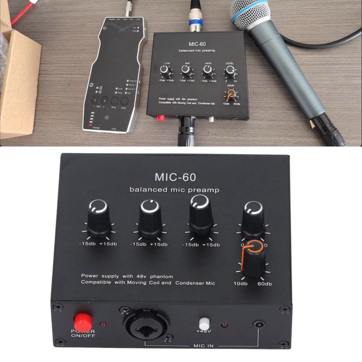 Microphone Preamp High Gain 48V Power Dynamic Condenser Mic Amplifier ...