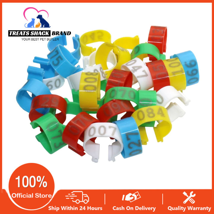 100Pcs 1.6cm Chicken leg rings Multiple color Numbered Chick clip ring ...