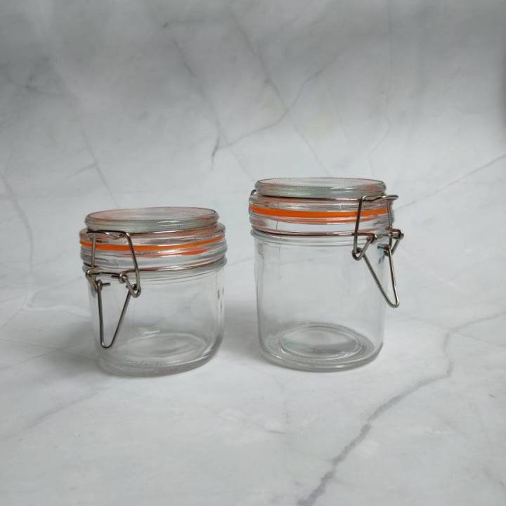 Small glass jars with lid clip and silicon rubber gasket for airtight ...