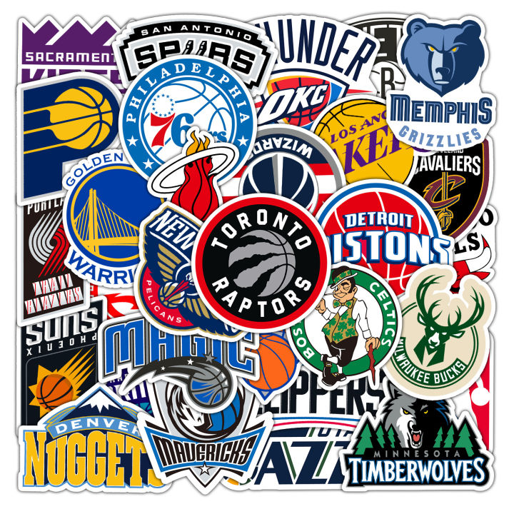 31pcs NBA Team LOGO basketball Graffiti Waterproof Removable sticker ...