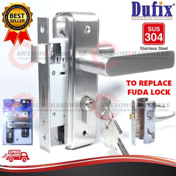 (REPLACE FUDA) DUFIX DX-F1238 SUS304 STAINLESS STEEL MORTISE LOCK SET ...