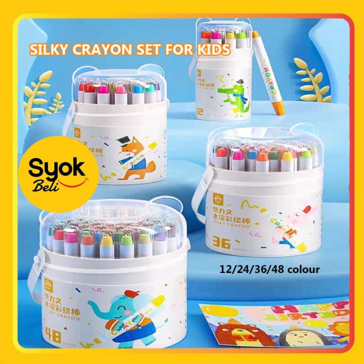 [SYOK] Silky crayon for kids non toxic washable cute painting crayon ...