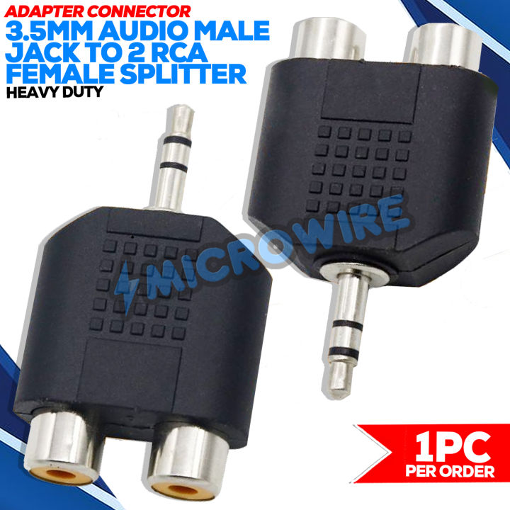 3.5mm Audio Male Jack Out Plug to 2 RCA Female Splitter Adapter ...