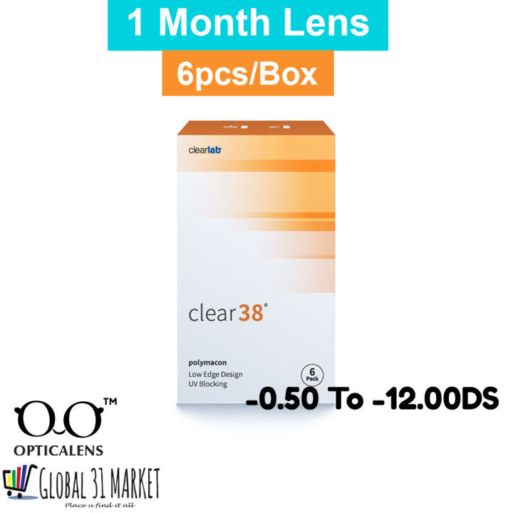 ClearLab 38 1 Month Disposable clear contact lens 6pcs/Box -0.50 to -12.00DS Ready stock | Lazada