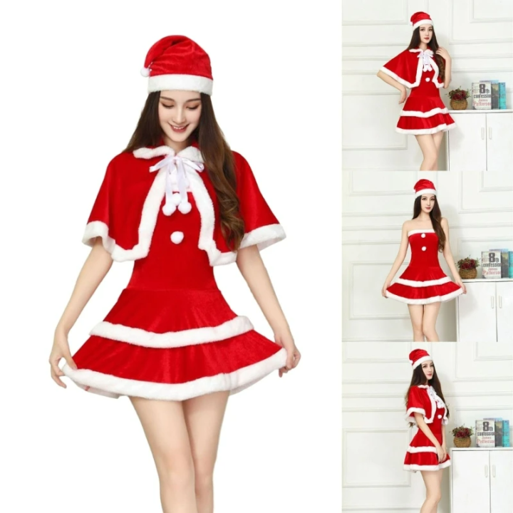 Christmas Clothes Santa Claus Red Dress Ladies Christmas Costume Adult ...