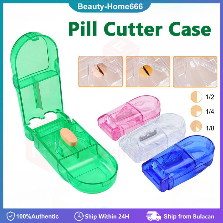 Portable Pill Box Pill Cutter Divider Vitamin Case Storage Cases ...