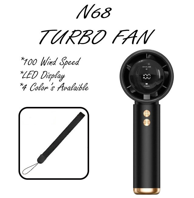 N68 Rechargeable Mini Handy Turbo Fan 100 Wind Speed Gear with LED ...