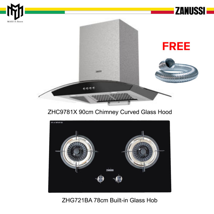 [PACKAGE] Zanussi ZHC9781X 90cm Chimney Curved Glass Hood + Zanussi ...