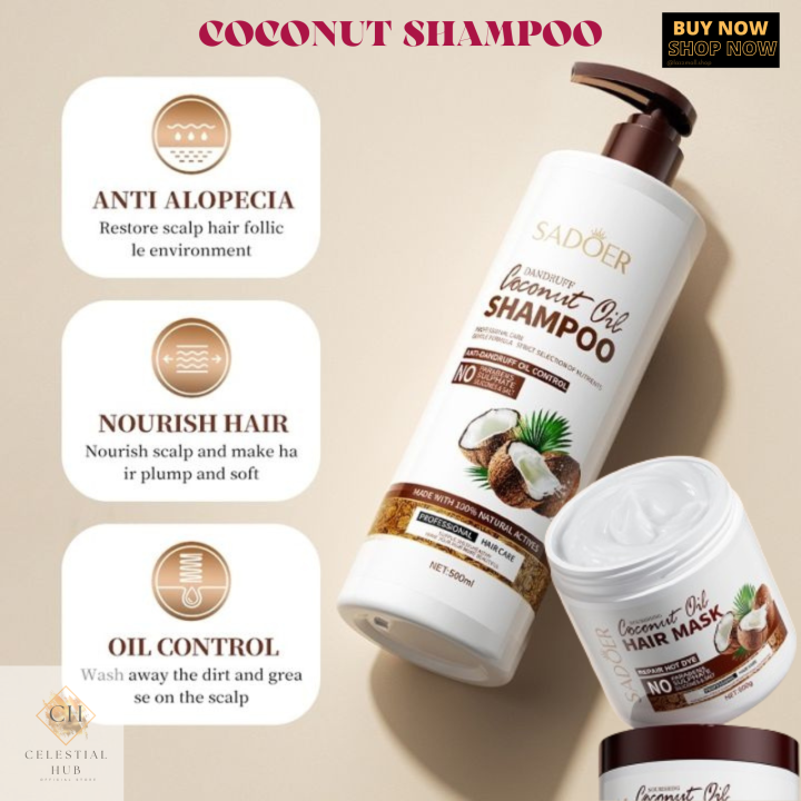 SADOER Dandruff Coconut Oil Shampoo/ Hair mask Nourishing Smooth Fluffy Anti-Dandruff Oil ...