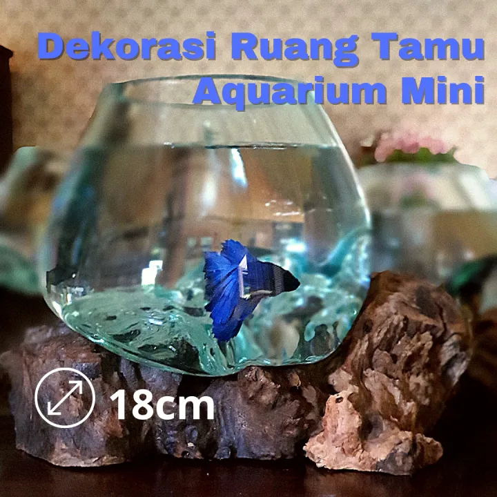 Pot Kaca Tiup Bali Diameter 18cm Aquarium ikan Cupang dan ikan hias air ...