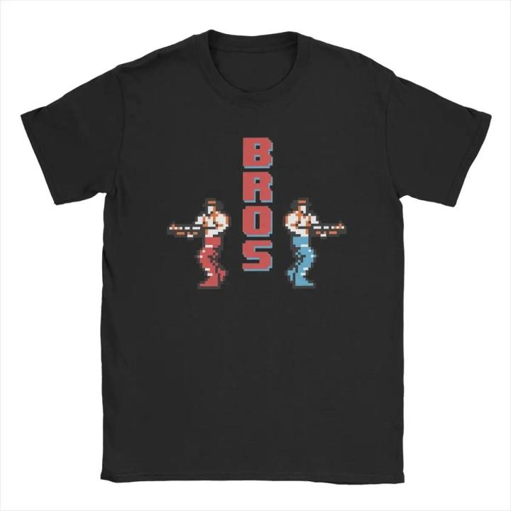 8 บิต Contra Bros ผู้ชาย T เสื้อเกมแฟชั่นแขนสั้นลูกเรือคอเสื้อยืดผ้า ...